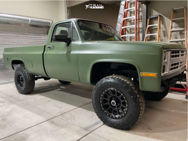 1986 Chevrolet K10 Wheel Offset Slightly Aggressive Suspension Lift 4 ...